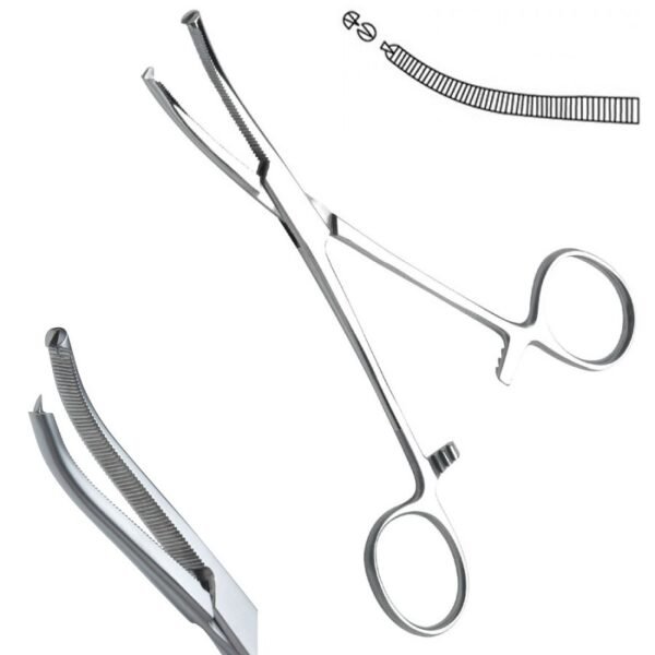 Kocher Nippon Haemostatic Artery Forceps, Serrated, Curved, 1×2 Teeth ...
