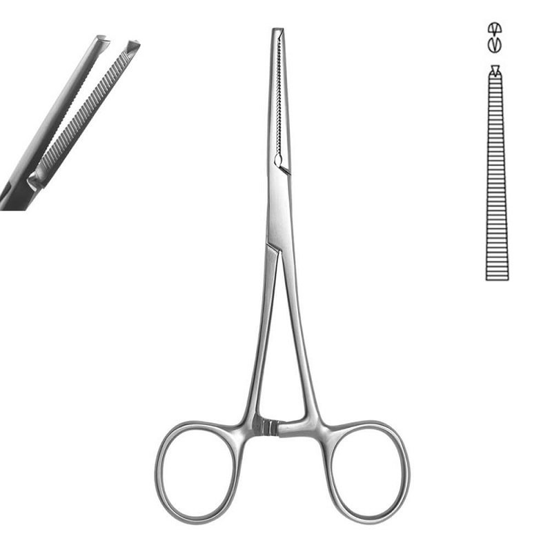 Kocher Nippon Haemostatic Artery Forceps, Serrated, Straight, 1×2 Teeth ...